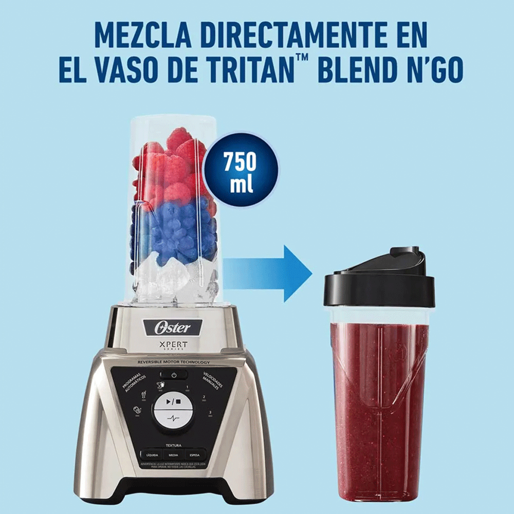 Licuadora Oster Xpert Series con Control de Textura Plateado